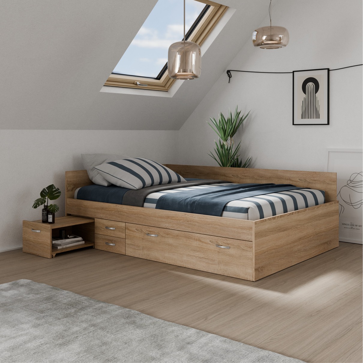 Válenda ALEŠ 3 dub sonoma, 140x200 cm | Sconto