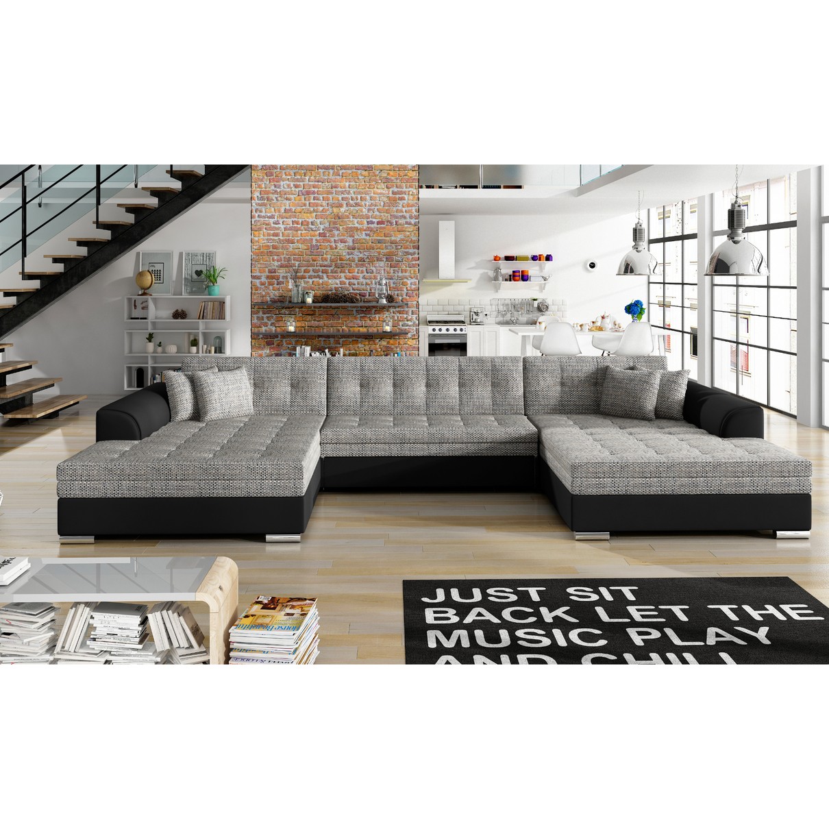 Sedacia súprava ALRIE sivá/čierna | Sconto