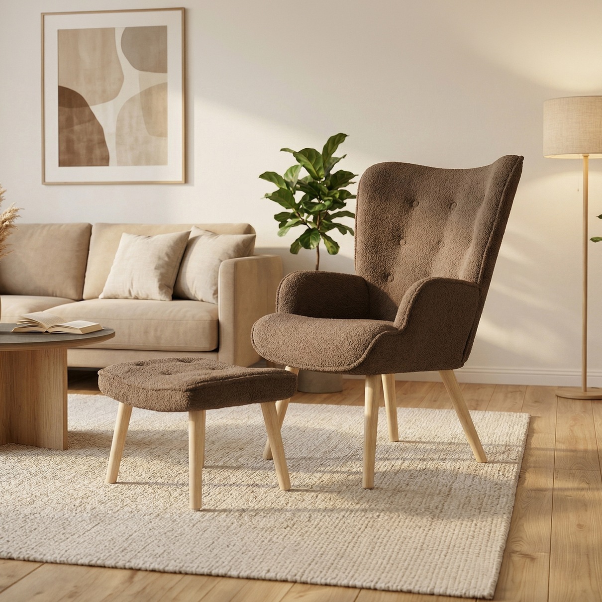 Kreslo s podnožkou LERIO hnedá | Sconto