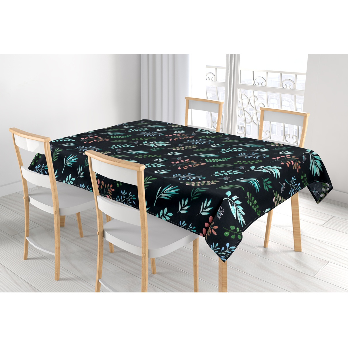 Obrus LÍSTKY NA ČIERNEJ 120x140 cm | Sconto